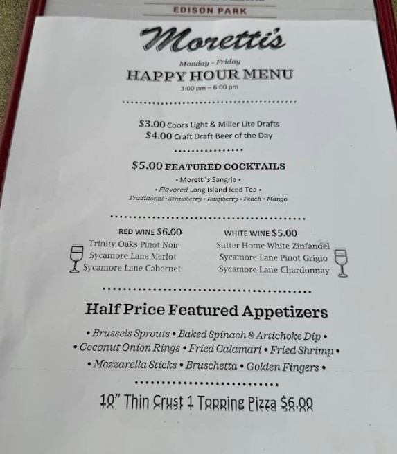 Moretti's Ristorante and Pizzeria Restaurant Menu – Prices & Specials
